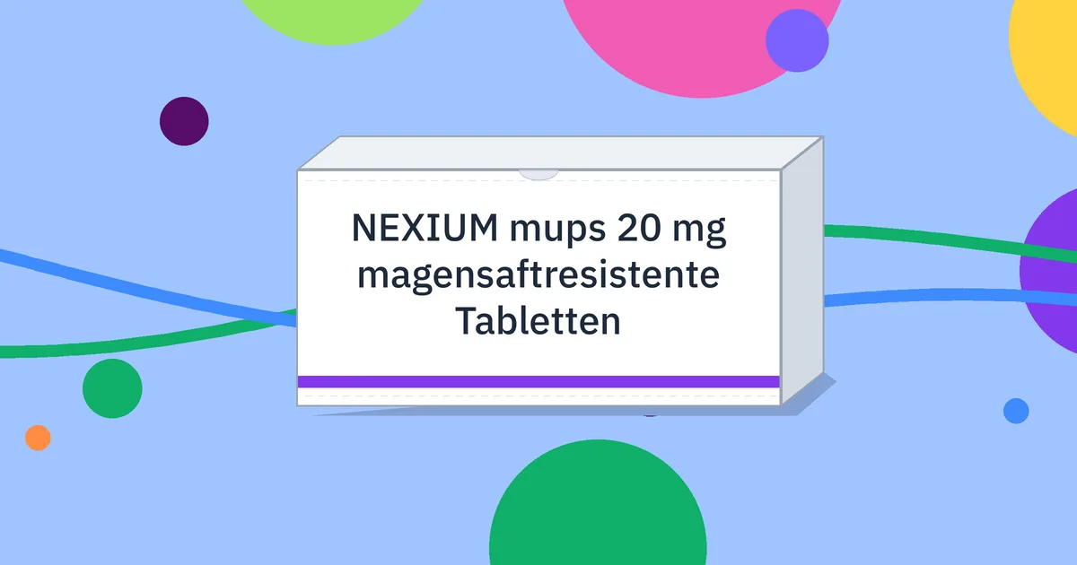 Symbolbild: Packung mit der Aufschrift NEXIUM mups 20 mg magensaftresistente Tabletten (PZN 01340117) – Verfügbarkeit und Bezug in Apotheken in Frankfurt am Main