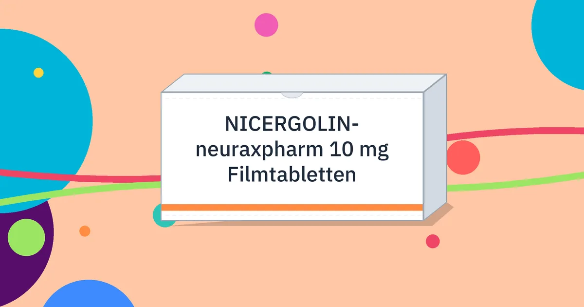 Symbolbild: Packung mit der Aufschrift NICERGOLIN-neuraxpharm 10 mg Filmtabletten (PZN 06616587) – Verfügbarkeit und Bezug in Apotheken in Frankfurt am Main