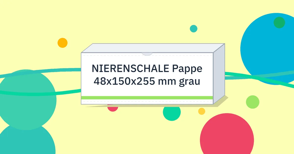 Symbolbild: Packung mit der Aufschrift NIERENSCHALE Pappe 48x150x255 mm grau (PZN 10545189) – Verfügbarkeit und Bezug in Apotheken in Frankfurt am Main