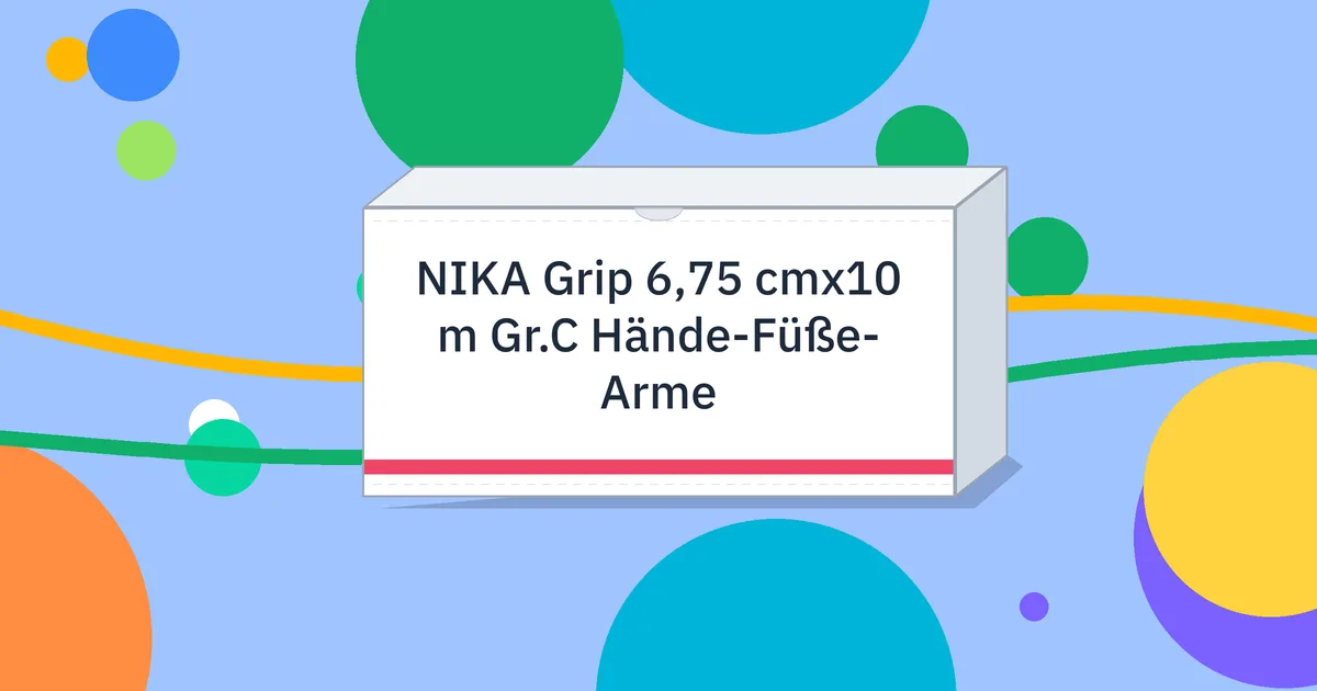Symbolbild: Packung mit der Aufschrift NIKA Grip 6,75 cmx10 m Gr.C Hände-Füße-Arme (PZN 18171676) – Verfügbarkeit und Bezug in Apotheken in Frankfurt am Main