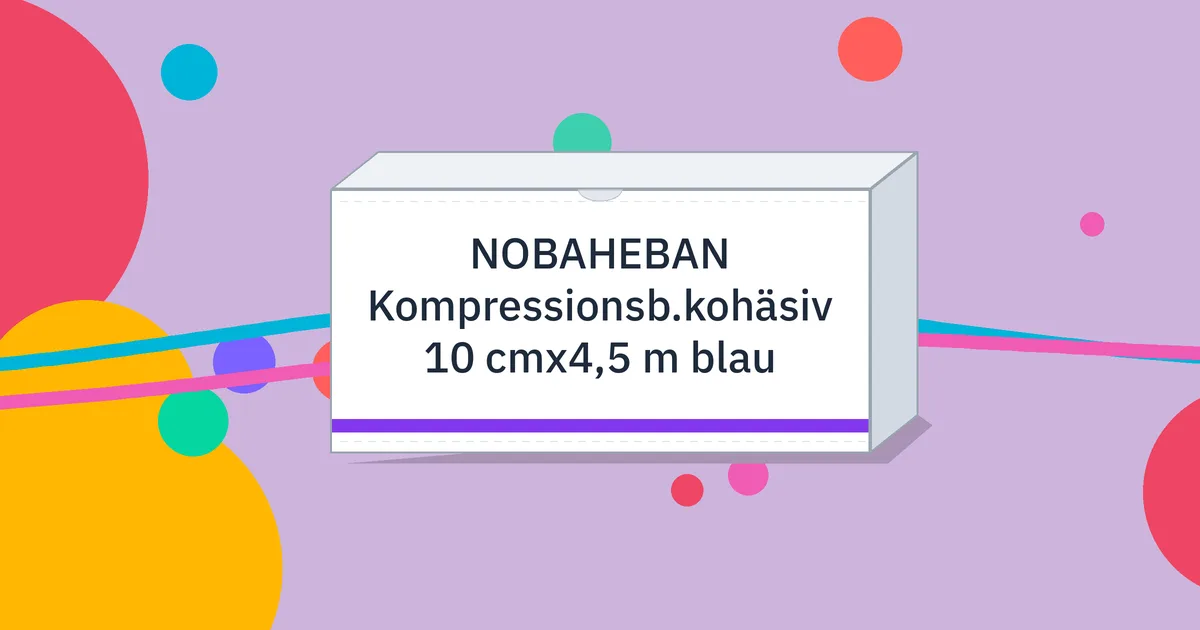 Symbolbild: Packung mit der Aufschrift NOBAHEBAN Kompressionsb.kohäsiv 10 cmx4,5 m blau (PZN 16028704) – Verfügbarkeit und Bezug in Apotheken in Frankfurt am Main