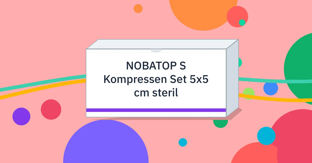 Symbolbild: Packung mit der Aufschrift NOBATOP S Kompressen Set 5x5 cm steril (PZN 02426772) – Verfügbarkeit und Bezug in Apotheken in Frankfurt am Main