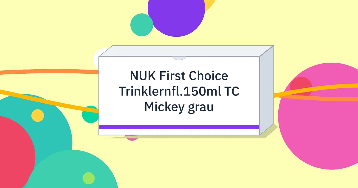 Symbolbild: Packung mit der Aufschrift NUK First Choice Trinklernfl.150ml TC Mickey grau (PZN 16917640) – Verfügbarkeit und Bezug in Apotheken in Frankfurt am Main
