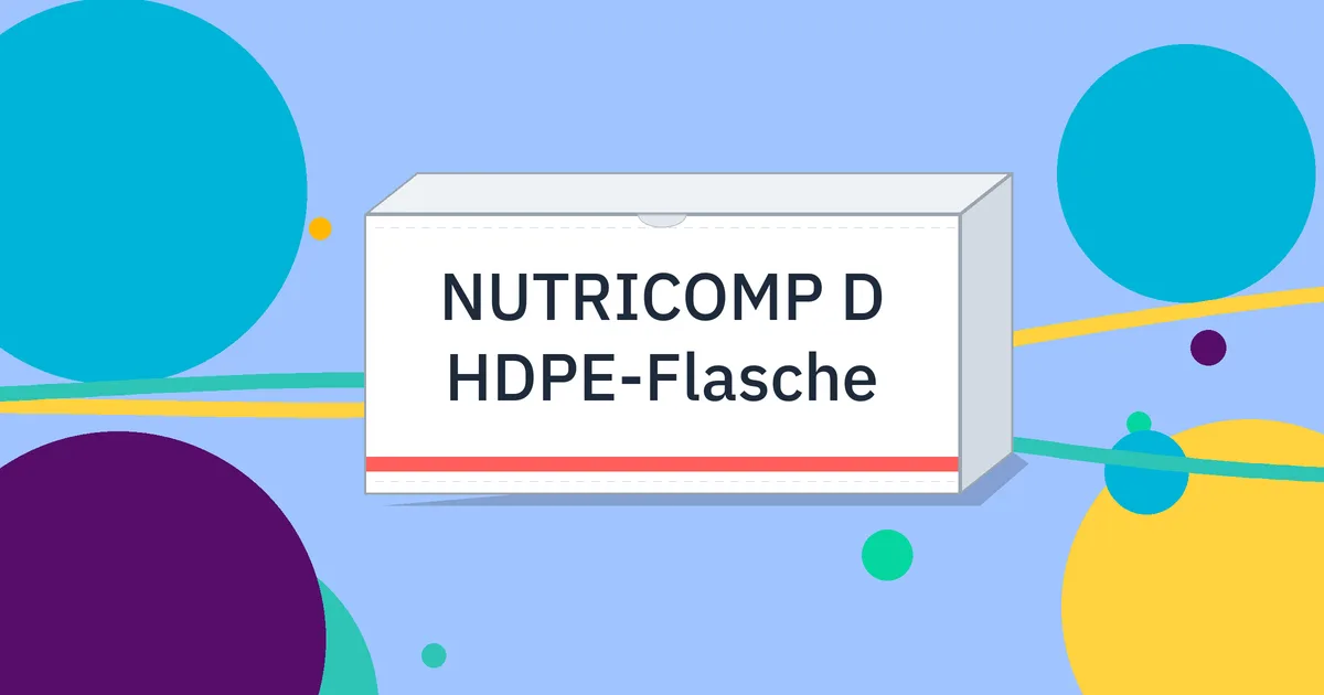 Symbolbild: Packung mit der Aufschrift NUTRICOMP D HDPE-Flasche (PZN 11133856) – Verfügbarkeit und Bezug in Apotheken in Frankfurt am Main