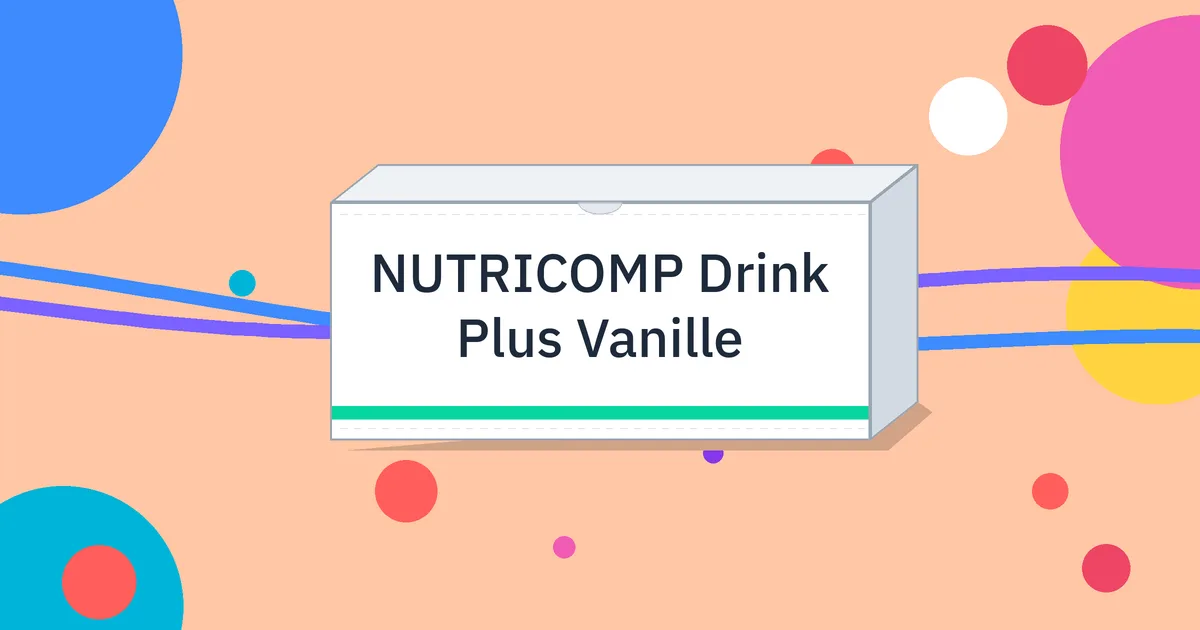 Symbolbild: Packung mit der Aufschrift NUTRICOMP Drink Plus Vanille (PZN 11847461) – Verfügbarkeit und Bezug in Apotheken in Frankfurt am Main