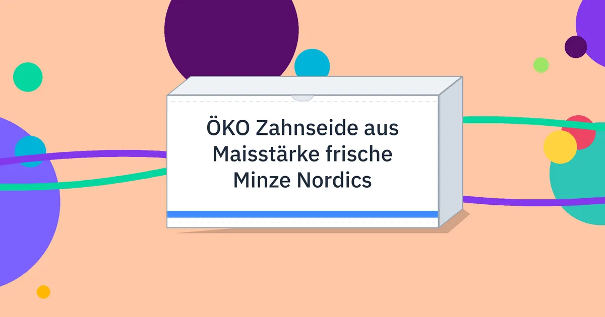 Symbolbild: Packung mit der Aufschrift ÖKO Zahnseide aus Maisstärke frische Minze Nordics (PZN 16677006) – Verfügbarkeit und Bezug in Apotheken in Frankfurt am Main