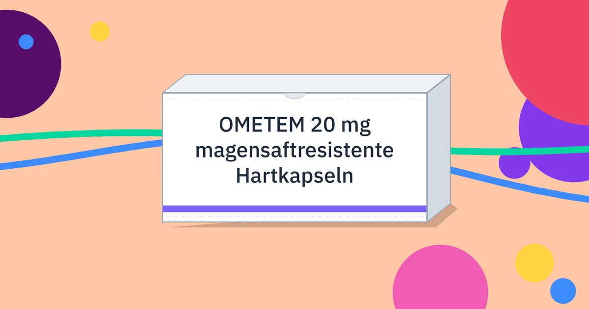 Symbolbild: Packung mit der Aufschrift OMETEM 20 mg magensaftresistente Hartkapseln (PZN 14033121) – Verfügbarkeit und Bezug in Apotheken in Frankfurt am Main