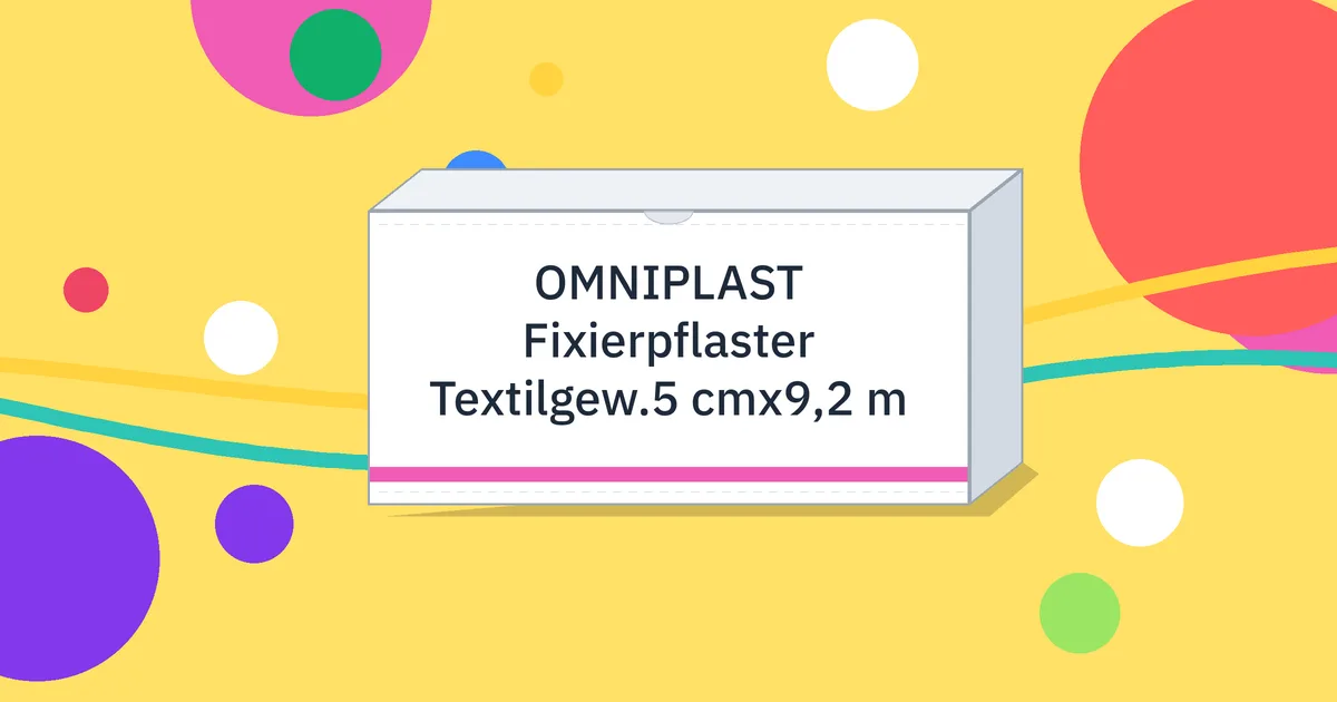 Symbolbild: Packung mit der Aufschrift OMNIPLAST Fixierpflaster Textilgew.5 cmx9,2 m (PZN 14443250) – Verfügbarkeit und Bezug in Apotheken in Frankfurt am Main