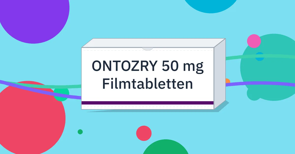 Symbolbild: Packung mit der Aufschrift ONTOZRY 50 mg Filmtabletten (PZN 18723006) – Verfügbarkeit und Bezug in Apotheken in Frankfurt am Main
