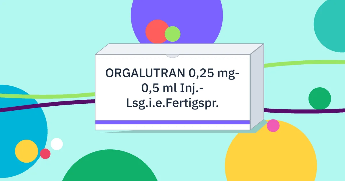 Symbolbild: Packung mit der Aufschrift ORGALUTRAN 0,25 mg-0,5 ml Inj.-Lsg.i.e.Fertigspr. (PZN 04128524) – Verfügbarkeit und Bezug in Apotheken in Frankfurt am Main