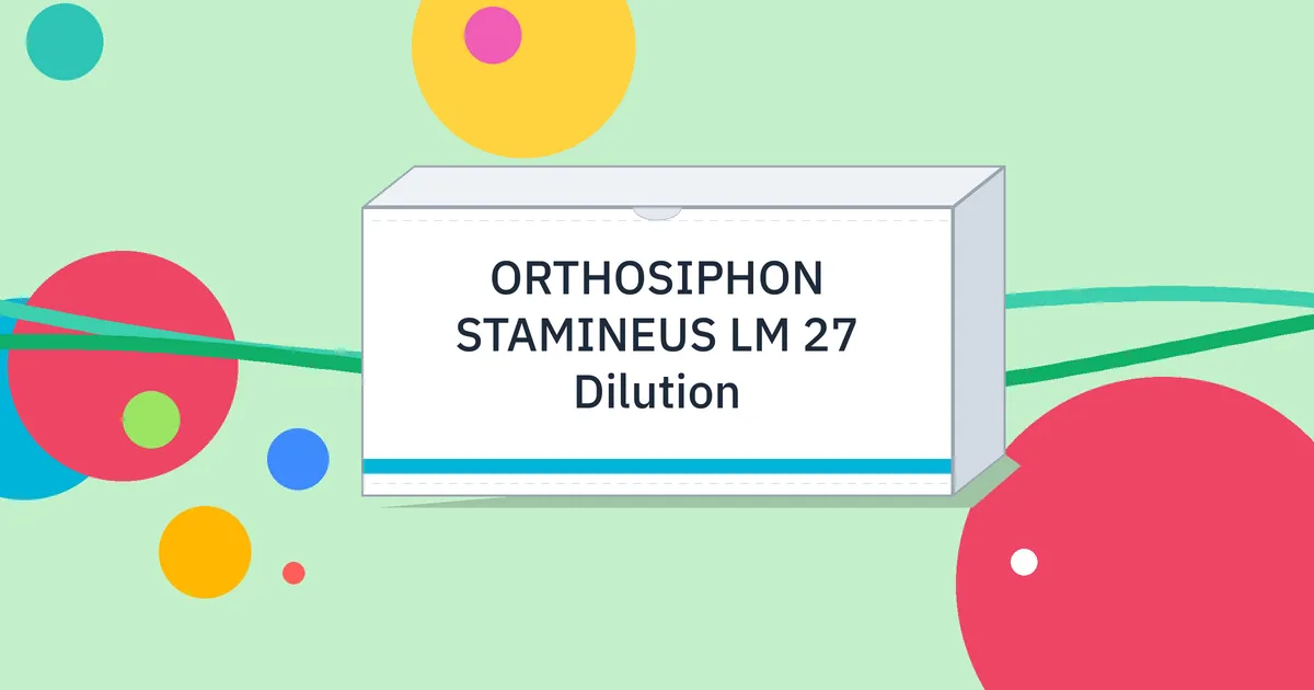 Symbolbild: Packung mit der Aufschrift ORTHOSIPHON STAMINEUS LM 27 Dilution (PZN 13628183) – Verfügbarkeit und Bezug in Apotheken in Frankfurt am Main