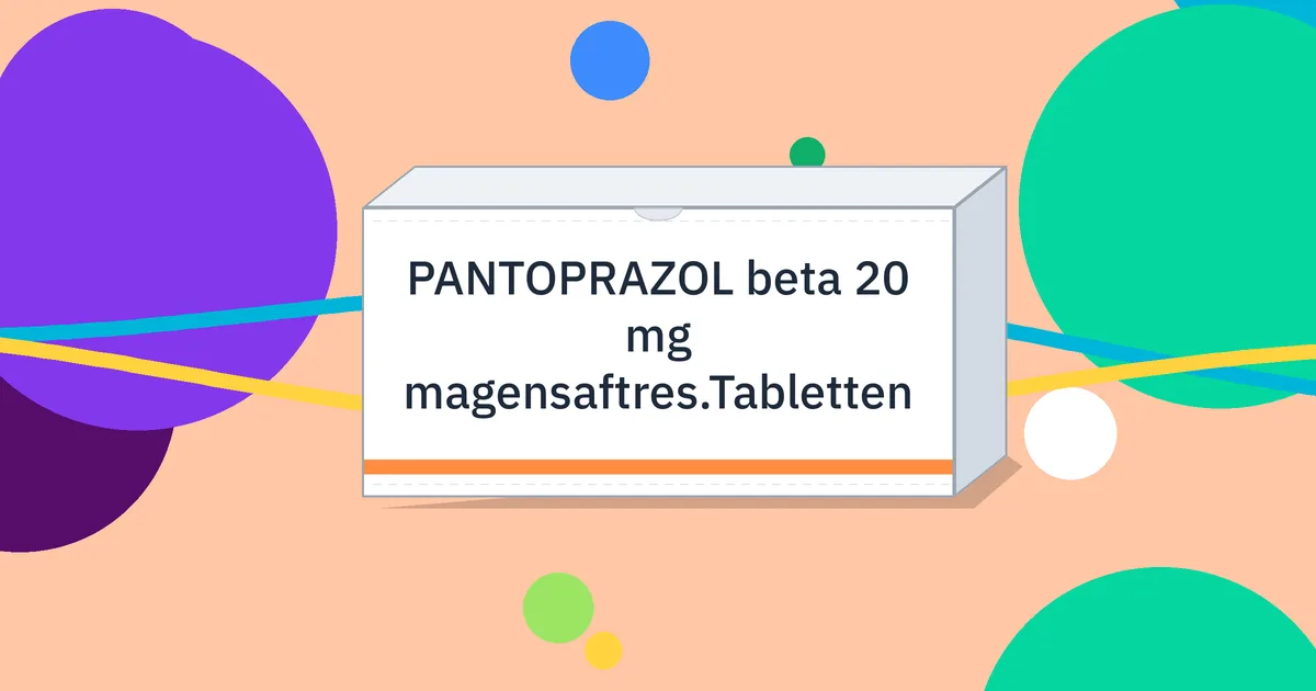 Symbolbild: Packung mit der Aufschrift PANTOPRAZOL beta 20 mg magensaftres.Tabletten (PZN 19211484) – Verfügbarkeit und Bezug in Apotheken in Frankfurt am Main