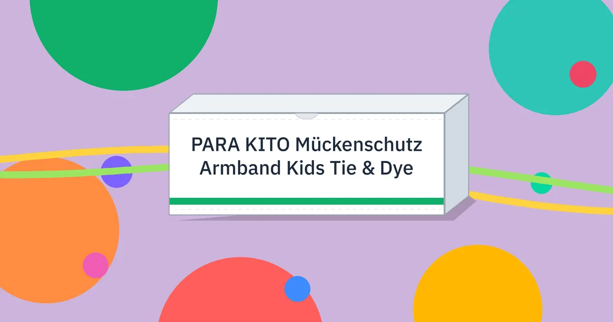 Symbolbild: Packung mit der Aufschrift PARA KITO Mückenschutz Armband Kids Tie & Dye (PZN 19132276) – Verfügbarkeit und Bezug in Apotheken in Frankfurt am Main