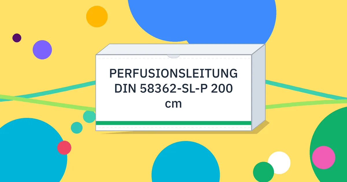 Symbolbild: Packung mit der Aufschrift PERFUSIONSLEITUNG DIN 58362-SL-P 200 cm (PZN 10540016) – Verfügbarkeit und Bezug in Apotheken in Frankfurt am Main