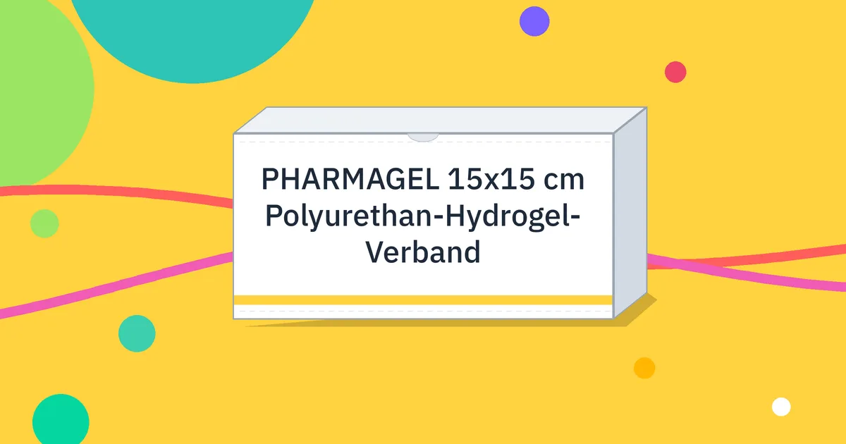 Symbolbild: Packung mit der Aufschrift PHARMAGEL 15x15 cm Polyurethan-Hydrogel-Verband (PZN 17467989) – Verfügbarkeit und Bezug in Apotheken in Frankfurt am Main