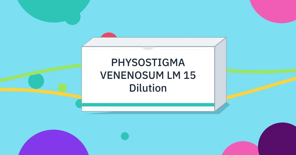 Symbolbild: Packung mit der Aufschrift PHYSOSTIGMA VENENOSUM LM 15 Dilution (PZN 13035371) – Verfügbarkeit und Bezug in Apotheken in Frankfurt am Main