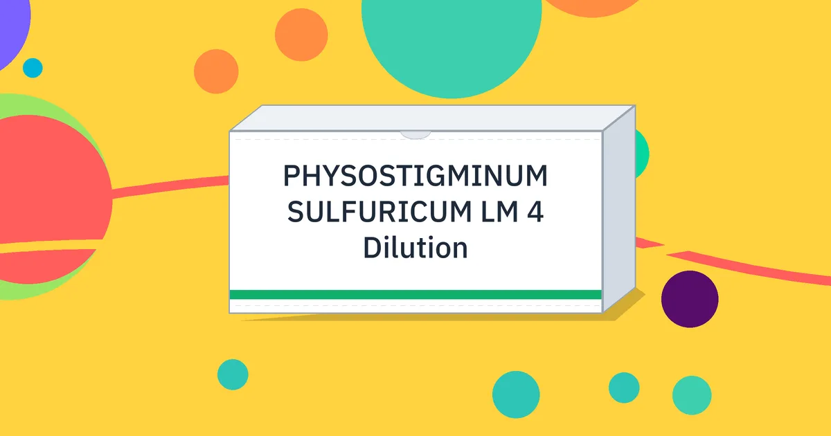 Symbolbild: Packung mit der Aufschrift PHYSOSTIGMINUM SULFURICUM LM 4 Dilution (PZN 13640072) – Verfügbarkeit und Bezug in Apotheken in Frankfurt am Main