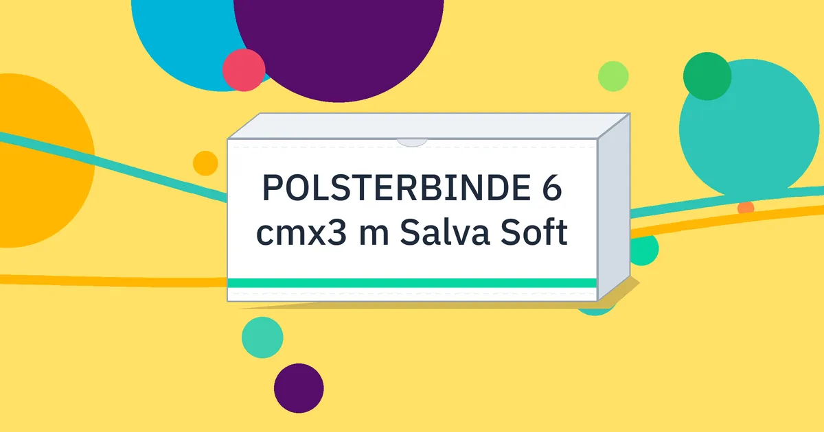 Symbolbild: Packung mit der Aufschrift POLSTERBINDE 6 cmx3 m Salva Soft (PZN 17152010) – Verfügbarkeit und Bezug in Apotheken in Frankfurt am Main