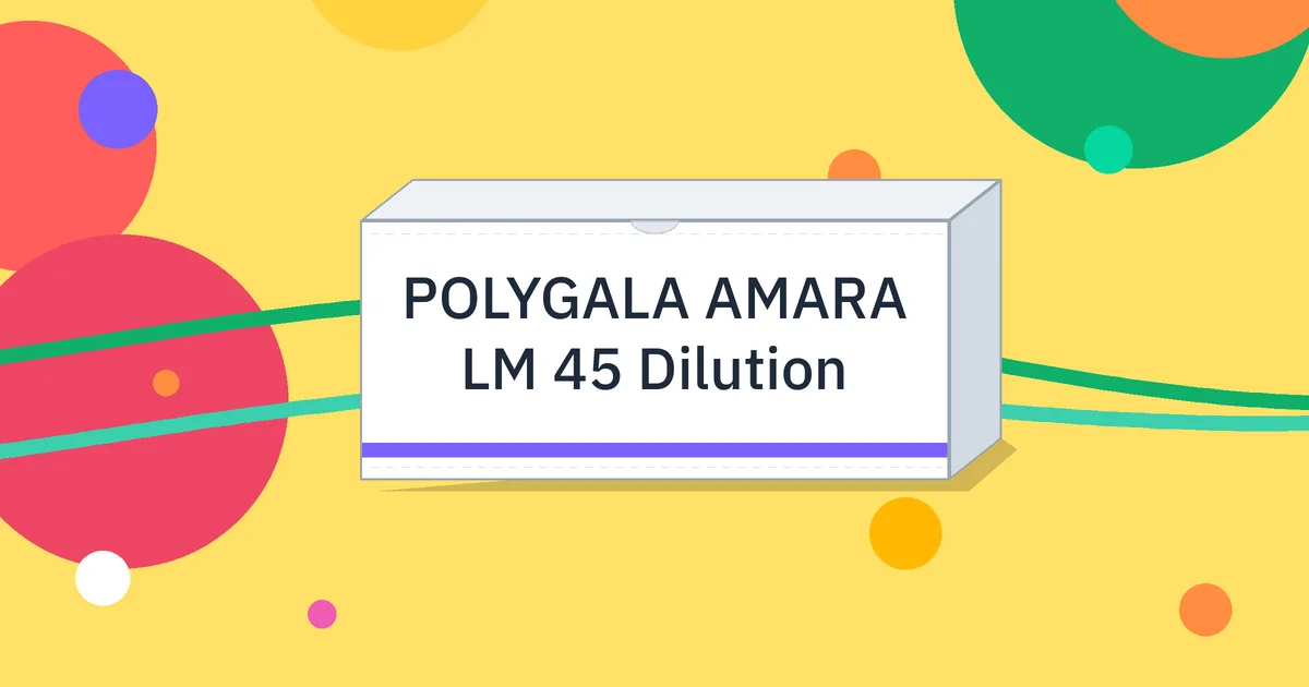 Symbolbild: Packung mit der Aufschrift POLYGALA AMARA LM 45 Dilution (PZN 13661714) – Verfügbarkeit und Bezug in Apotheken in Frankfurt am Main