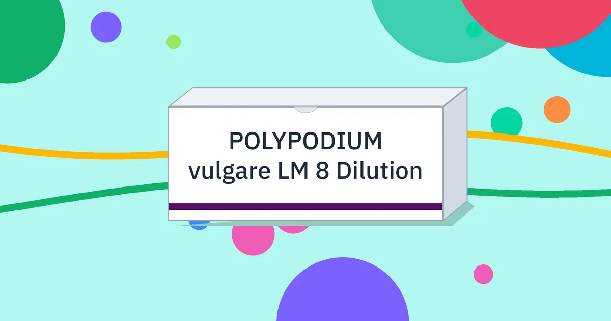 Symbolbild: Packung mit der Aufschrift POLYPODIUM vulgare LM 8 Dilution (PZN 13663297) – Verfügbarkeit und Bezug in Apotheken in Frankfurt am Main