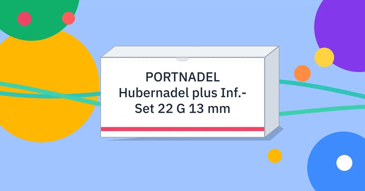 Symbolbild: Packung mit der Aufschrift PORTNADEL Hubernadel plus Inf.-Set 22 G 13 mm (PZN 02706916) – Verfügbarkeit und Bezug in Apotheken in Frankfurt am Main