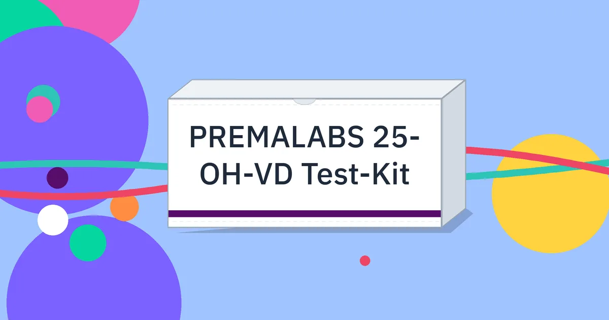 Symbolbild: Packung mit der Aufschrift PREMALABS 25-OH-VD Test-Kit (PZN 18235904) – Verfügbarkeit und Bezug in Apotheken in Frankfurt am Main