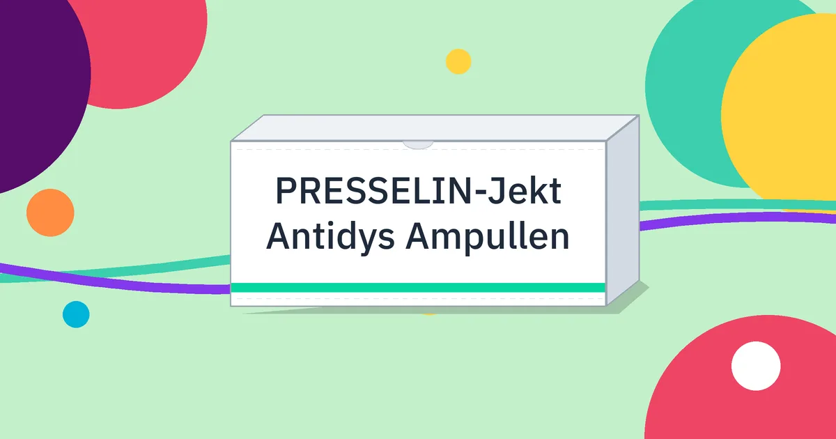 Symbolbild: Packung mit der Aufschrift PRESSELIN-Jekt Antidys Ampullen (PZN 14328715) – Verfügbarkeit und Bezug in Apotheken in Frankfurt am Main