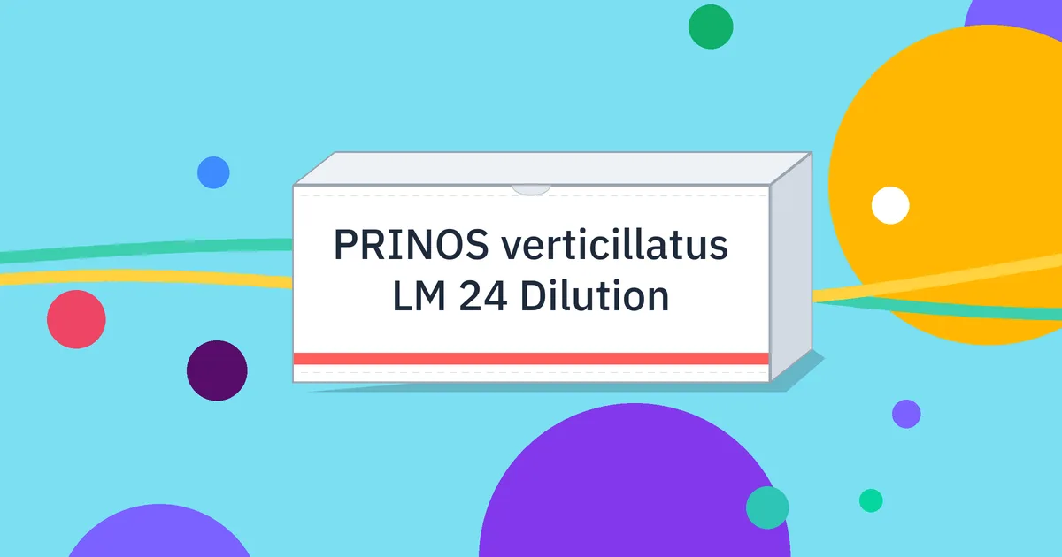 Symbolbild: Packung mit der Aufschrift PRINOS verticillatus LM 24 Dilution (PZN 13668113) – Verfügbarkeit und Bezug in Apotheken in Frankfurt am Main