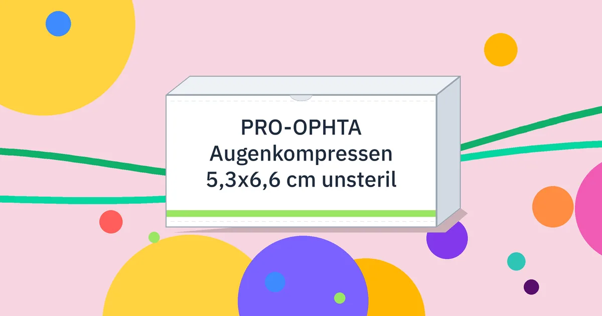 Symbolbild: Packung mit der Aufschrift PRO-OPHTA Augenkompressen 5,3x6,6 cm unsteril (PZN 19813823) – Verfügbarkeit und Bezug in Apotheken in Frankfurt am Main