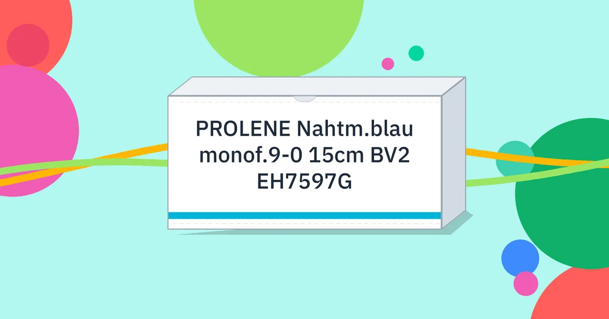 Symbolbild: Packung mit der Aufschrift PROLENE Nahtm.blau monof.9-0 15cm BV2 EH7597G (PZN 16254820) – Verfügbarkeit und Bezug in Apotheken in Frankfurt am Main
