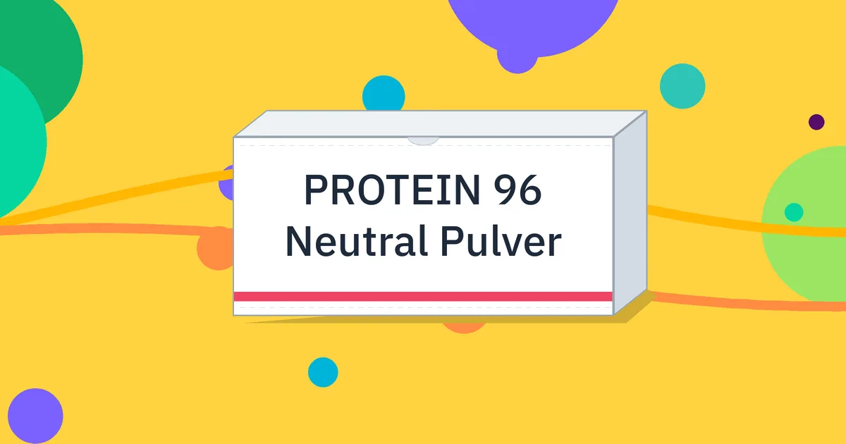 Symbolbild: Packung mit der Aufschrift PROTEIN 96 Neutral Pulver (PZN 20106491) – Verfügbarkeit und Bezug in Apotheken in Frankfurt am Main