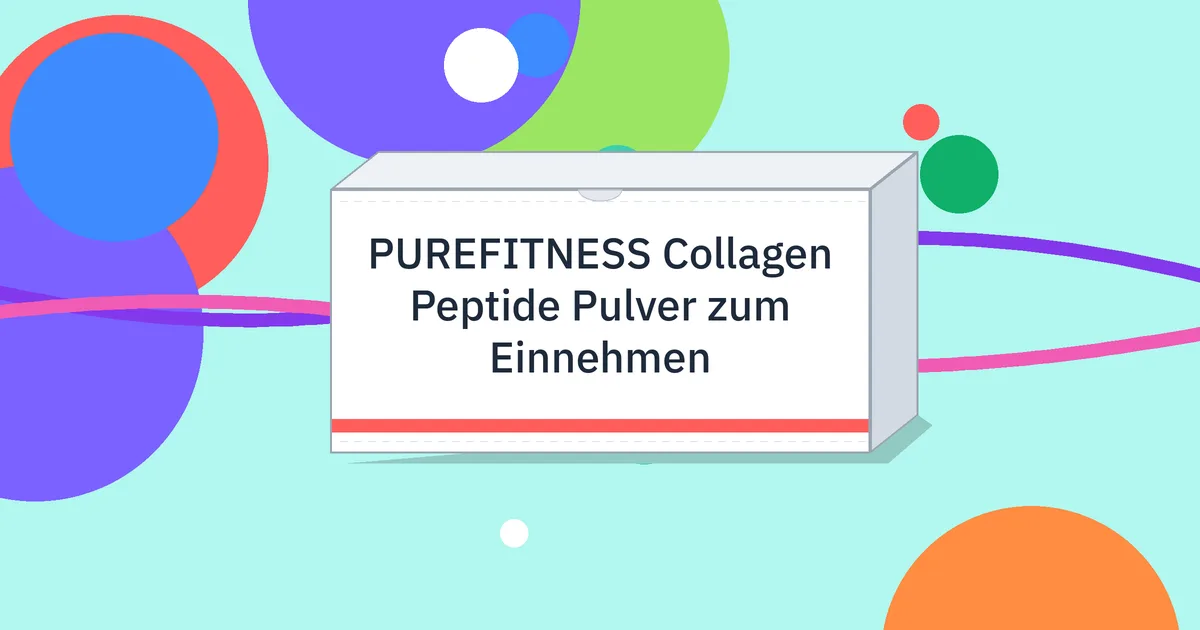 Symbolbild: Packung mit der Aufschrift PUREFITNESS Collagen Peptide Pulver zum Einnehmen (PZN 20542134) – Verfügbarkeit und Bezug in Apotheken in Frankfurt am Main