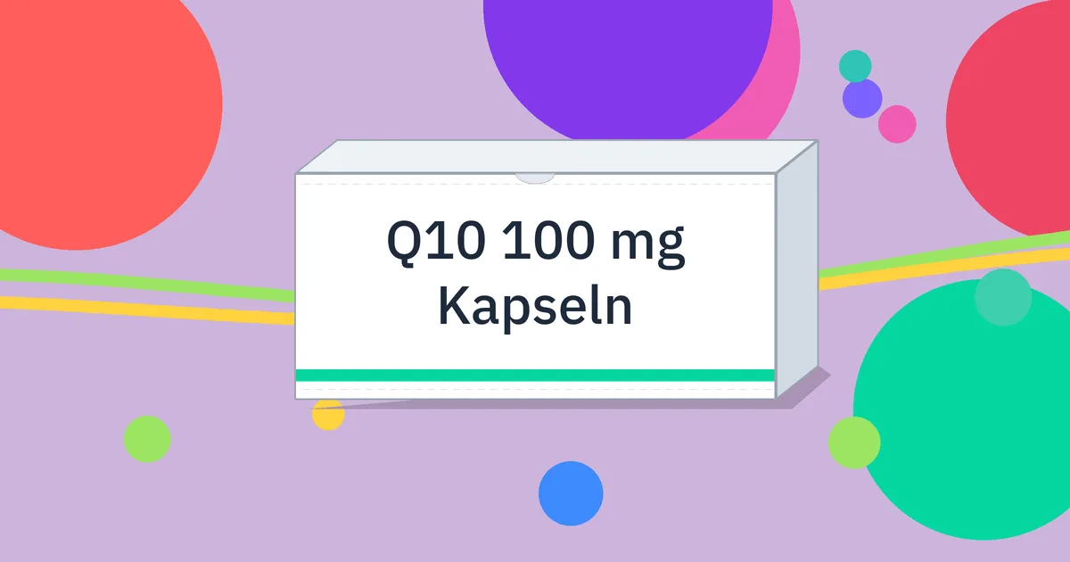 Symbolbild: Packung mit der Aufschrift Q10 100 mg Kapseln (PZN 09239464) – Verfügbarkeit und Bezug in Apotheken in Frankfurt am Main