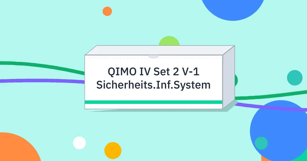 Symbolbild: Packung mit der Aufschrift QIMO IV Set 2 V-1 Sicherheits.Inf.System (PZN 14288298) – Verfügbarkeit und Bezug in Apotheken in Frankfurt am Main