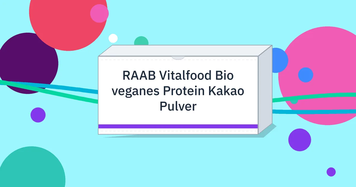 Symbolbild: Packung mit der Aufschrift RAAB Vitalfood Bio veganes Protein Kakao Pulver (PZN 19401262) – Verfügbarkeit und Bezug in Apotheken in Frankfurt am Main