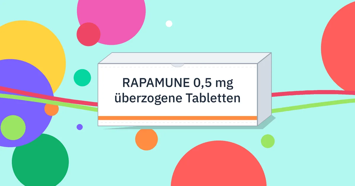 Symbolbild: Packung mit der Aufschrift RAPAMUNE 0,5 mg überzogene Tabletten (PZN 15890011) – Verfügbarkeit und Bezug in Apotheken in Frankfurt am Main
