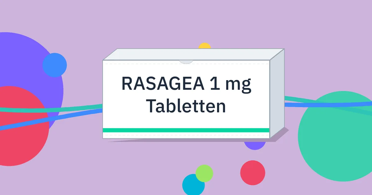 Symbolbild: Packung mit der Aufschrift RASAGEA 1 mg Tabletten (PZN 18735601) – Verfügbarkeit und Bezug in Apotheken in Frankfurt am Main