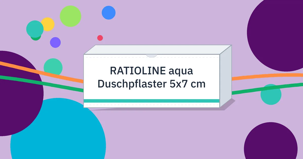 Symbolbild: Packung mit der Aufschrift RATIOLINE aqua Duschpflaster 5x7 cm (PZN 01805409) – Verfügbarkeit und Bezug in Apotheken in Frankfurt am Main