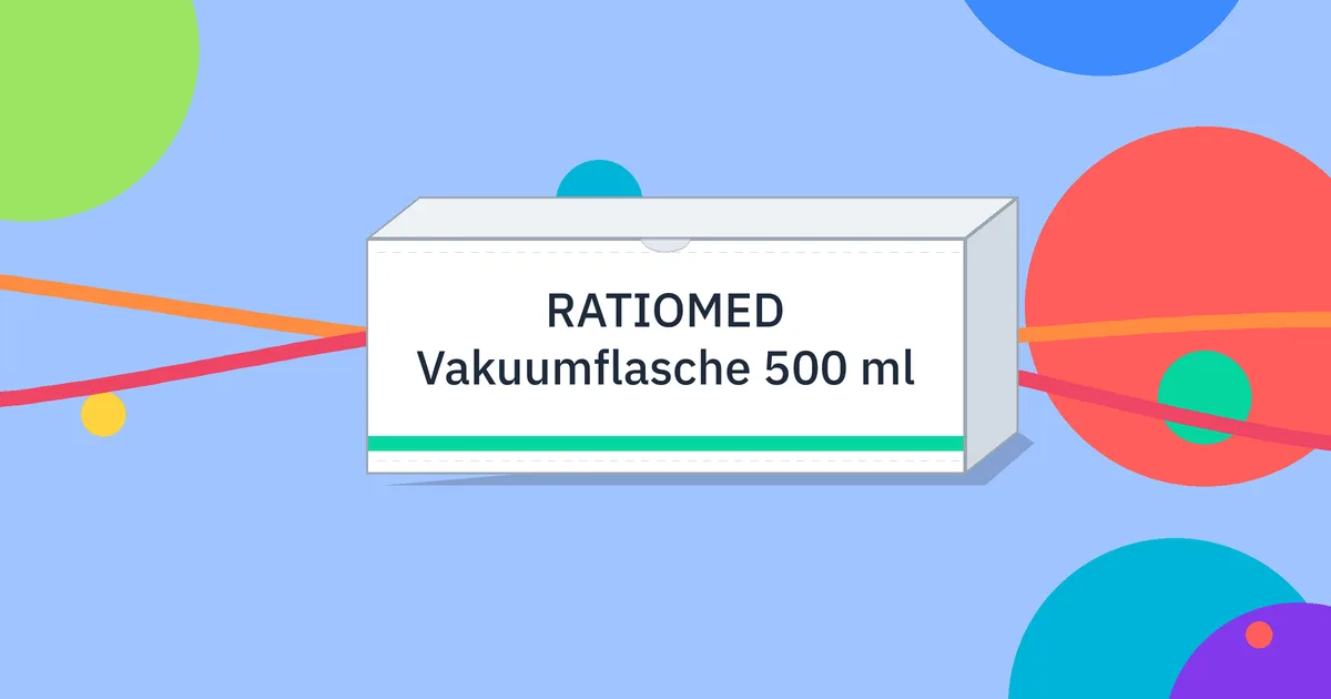 Symbolbild: Packung mit der Aufschrift RATIOMED Vakuumflasche 500 ml (PZN 14234138) – Verfügbarkeit und Bezug in Apotheken in Frankfurt am Main
