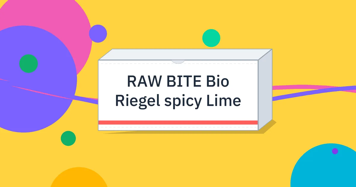Symbolbild: Packung mit der Aufschrift RAW BITE Bio Riegel spicy Lime (PZN 14337134) – Verfügbarkeit und Bezug in Apotheken in Frankfurt am Main