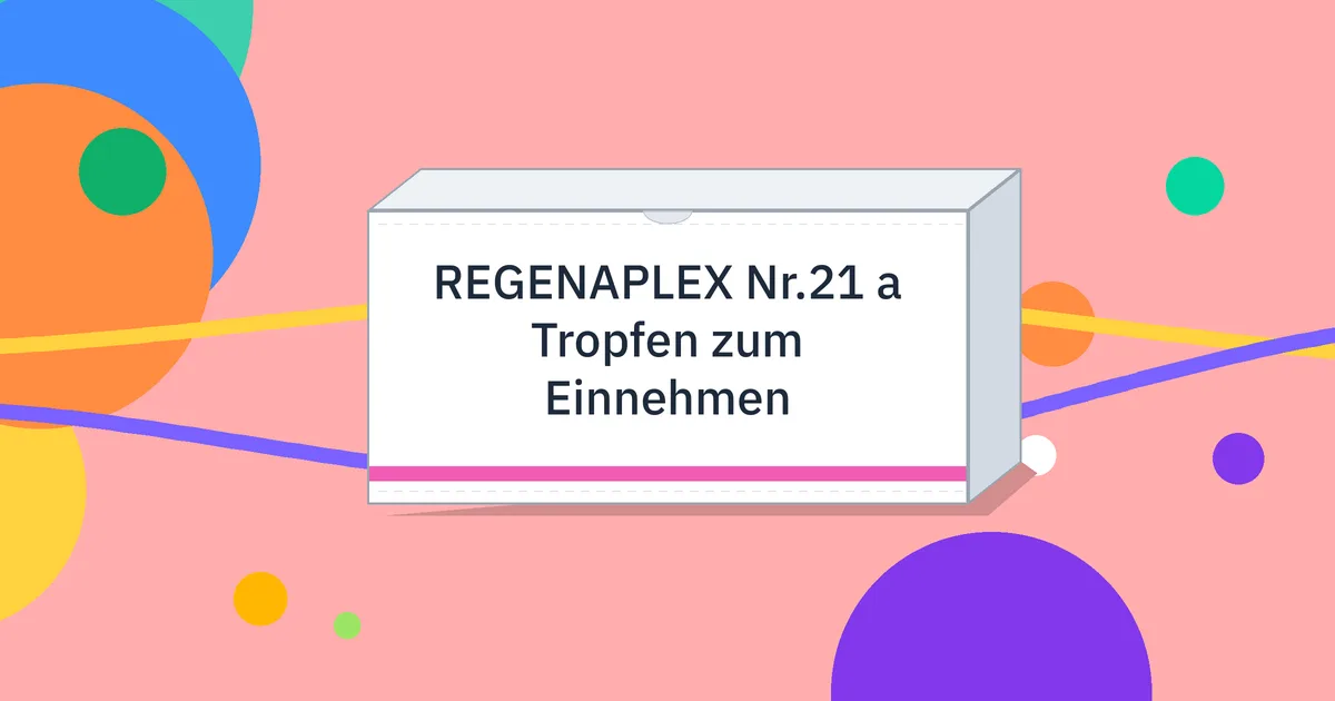 Symbolbild: Packung mit der Aufschrift REGENAPLEX Nr.21 a Tropfen zum Einnehmen (PZN 02642079) – Verfügbarkeit und Bezug in Apotheken in Frankfurt am Main