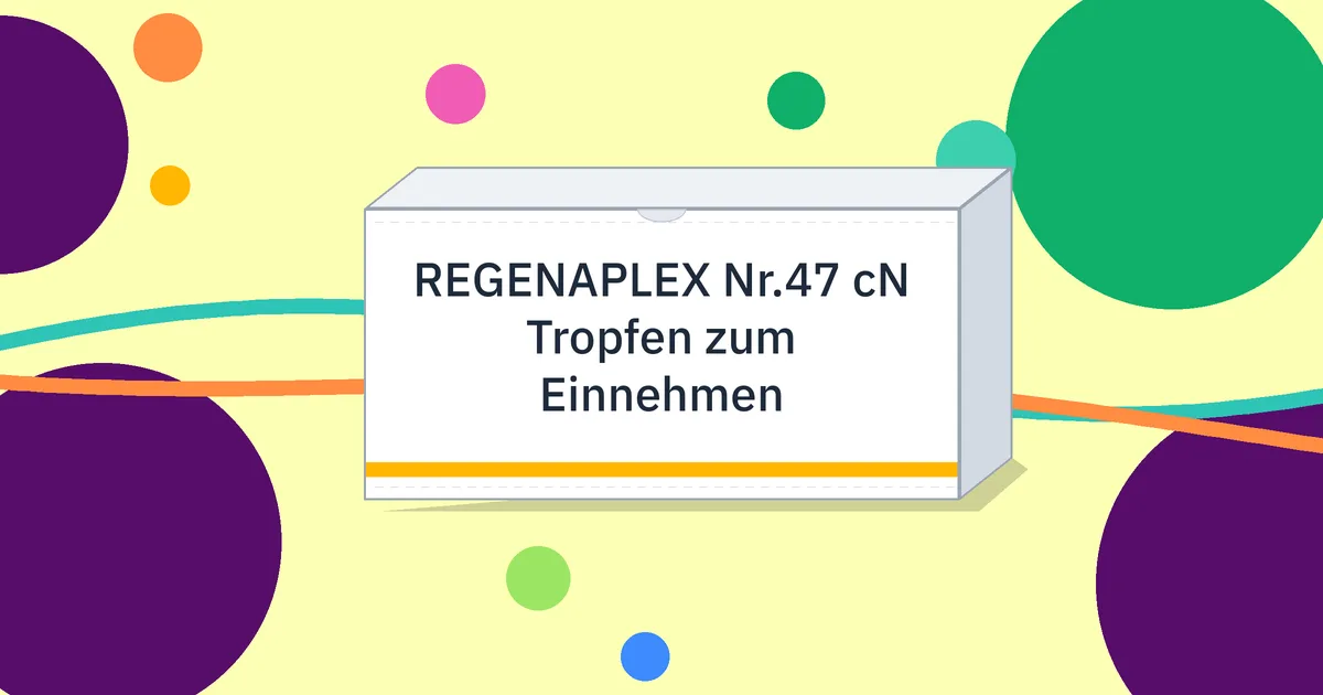 Symbolbild: Packung mit der Aufschrift REGENAPLEX Nr.47 cN Tropfen zum Einnehmen (PZN 03903493) – Verfügbarkeit und Bezug in Apotheken in Frankfurt am Main