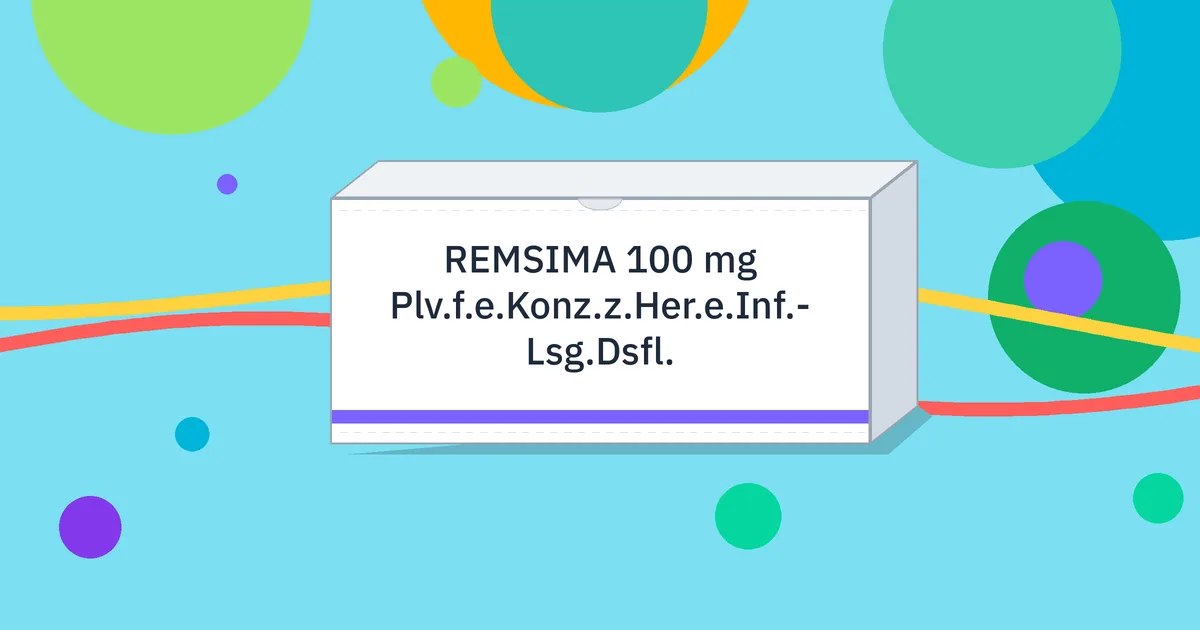 Symbolbild: Packung mit der Aufschrift REMSIMA 100 mg Plv.f.e.Konz.z.Her.e.Inf.-Lsg.Dsfl. (PZN 11155970) – Verfügbarkeit und Bezug in Apotheken in Frankfurt am Main