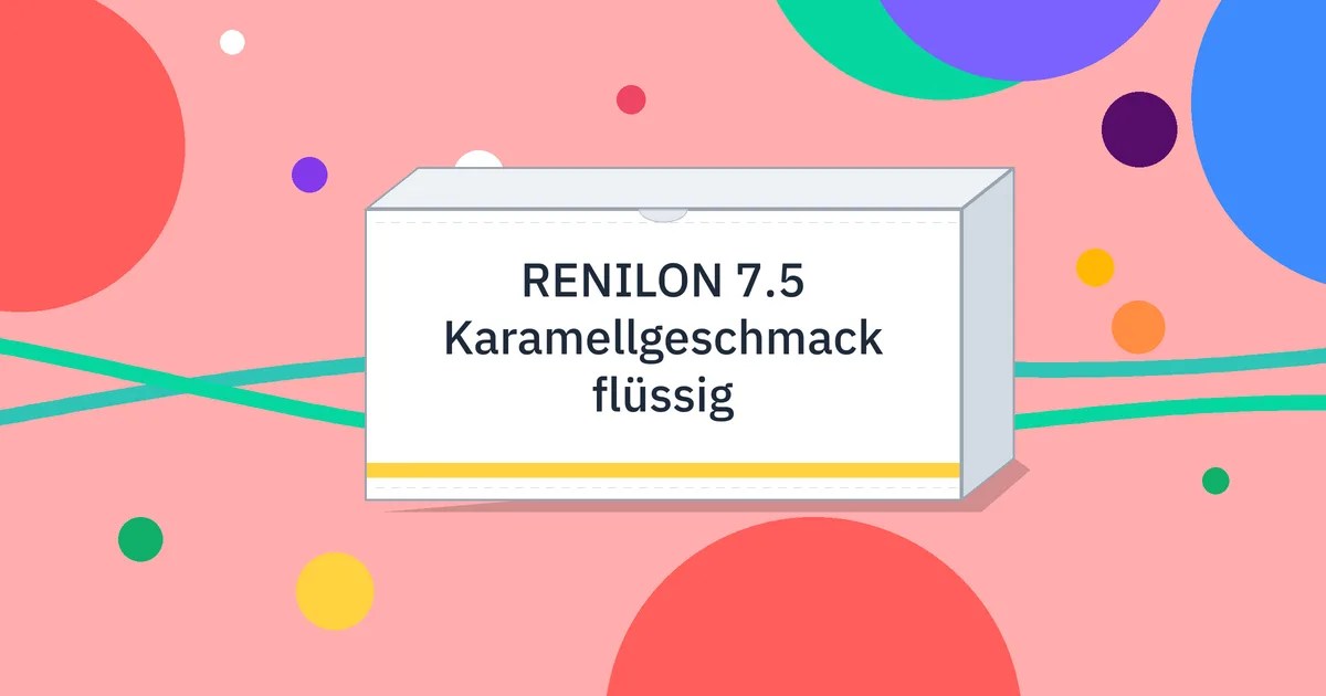 Symbolbild: Packung mit der Aufschrift RENILON 7.5 Karamellgeschmack flüssig (PZN 19751648) – Verfügbarkeit und Bezug in Apotheken in Frankfurt am Main