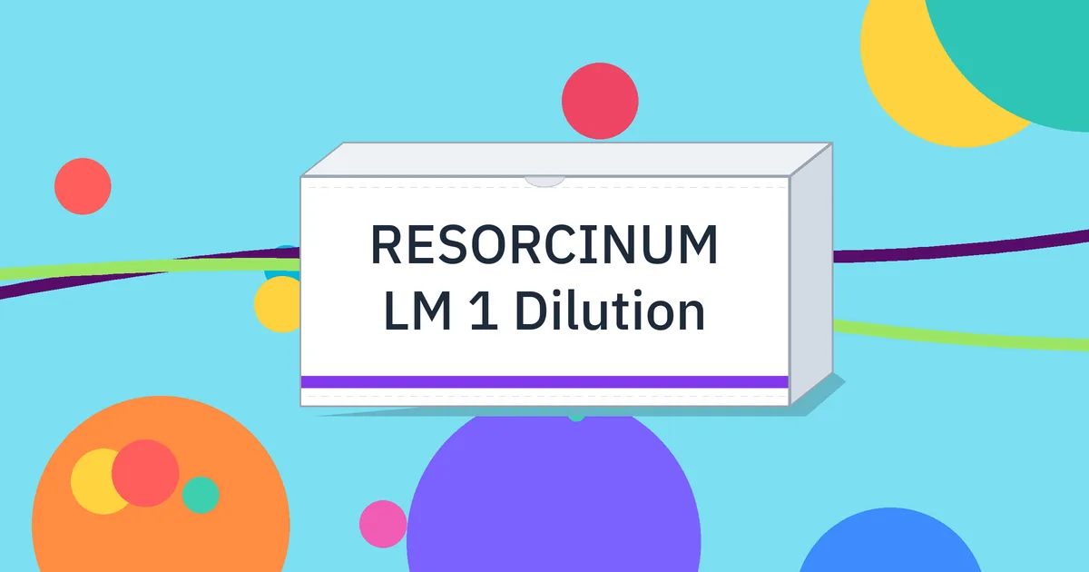 Symbolbild: Packung mit der Aufschrift RESORCINUM LM 1 Dilution (PZN 13046966) – Verfügbarkeit und Bezug in Apotheken in Frankfurt am Main