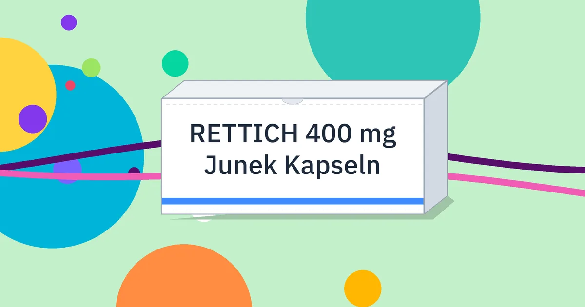 Symbolbild: Packung mit der Aufschrift RETTICH 400 mg Junek Kapseln (PZN 00139092) – Verfügbarkeit und Bezug in Apotheken in Frankfurt am Main
