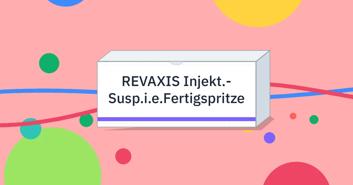 Symbolbild: Packung mit der Aufschrift REVAXIS Injekt.-Susp.i.e.Fertigspritze (PZN 08645759) – Verfügbarkeit und Bezug in Apotheken in Frankfurt am Main