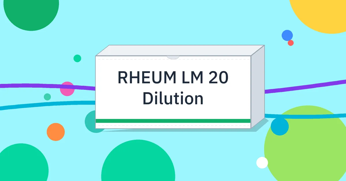 Symbolbild: Packung mit der Aufschrift RHEUM LM 20 Dilution (PZN 13049580) – Verfügbarkeit und Bezug in Apotheken in Frankfurt am Main
