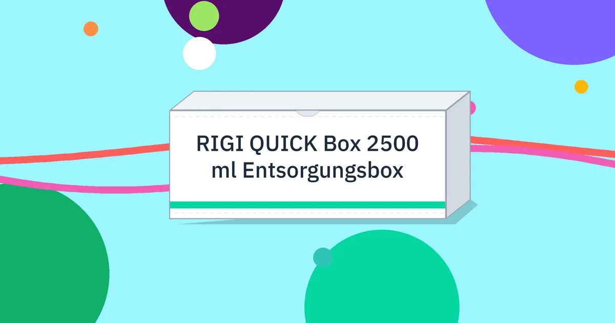 Symbolbild: Packung mit der Aufschrift RIGI QUICK Box 2500 ml Entsorgungsbox (PZN 09288037) – Verfügbarkeit und Bezug in Apotheken in Frankfurt am Main