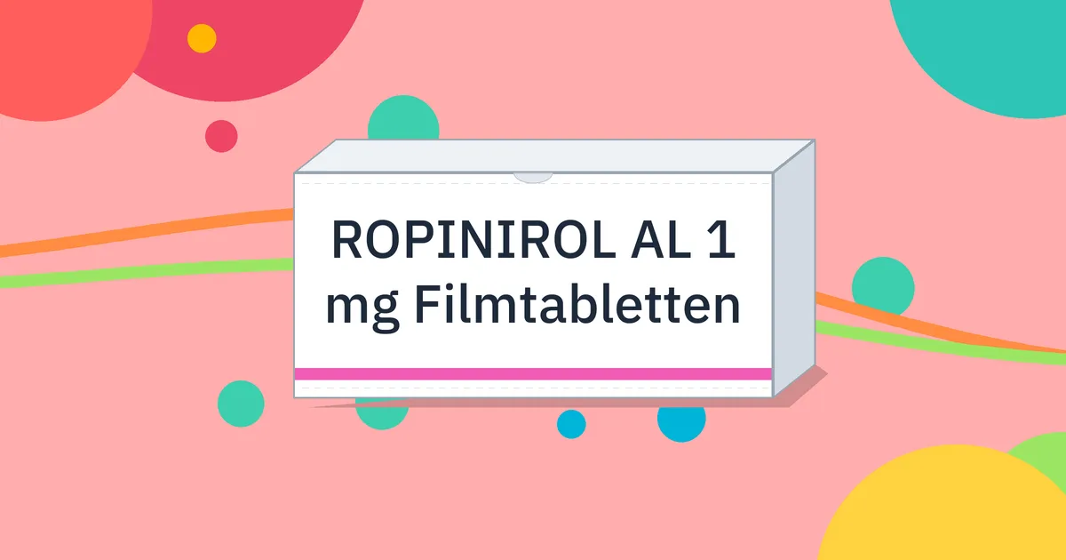 Symbolbild: Packung mit der Aufschrift ROPINIROL AL 1 mg Filmtabletten (PZN 01107384) – Verfügbarkeit und Bezug in Apotheken in Frankfurt am Main